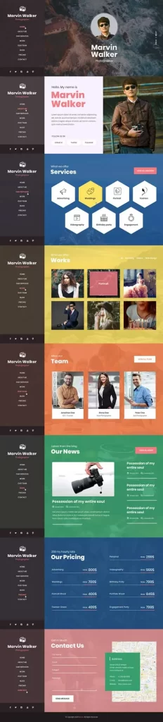 Simple One Page WordPress theme for profile resume personal websites
